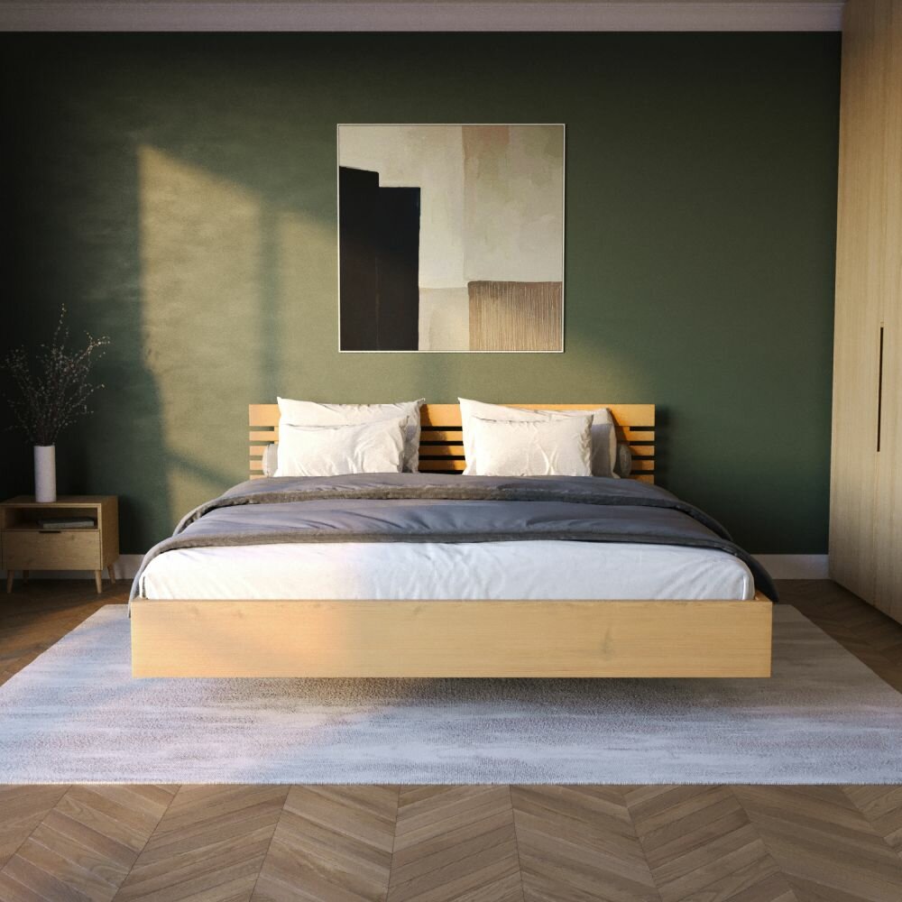 Кровать двуспальная 140x190 парящая Сонна цвет Ольха