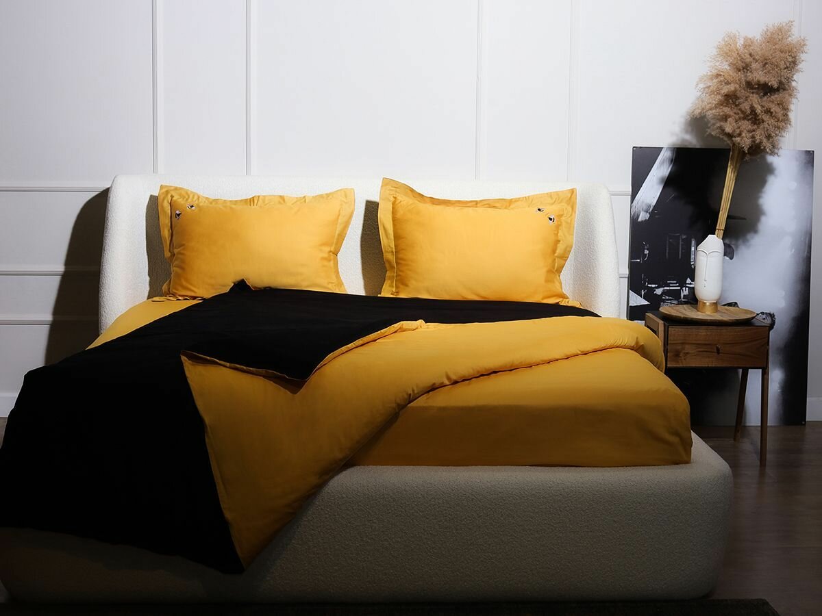 Постельное белье Евро, Сатин, Двухцветное, с кантом, Наволочки 50х70, Комплект постельного белья, премиум