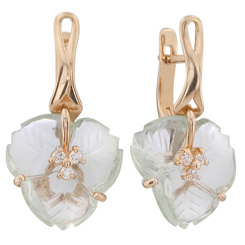 Серьги, красное золото, 585 проба, аметист