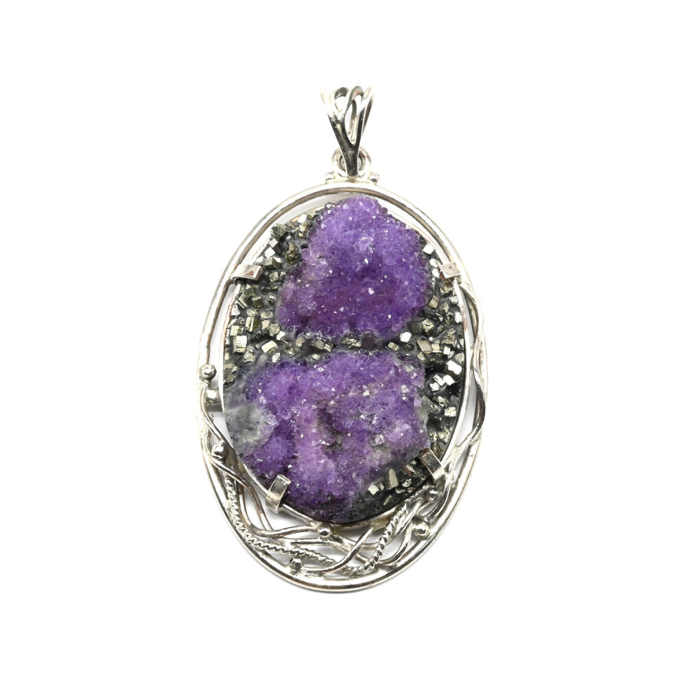 Подвеска, пирит, аметист