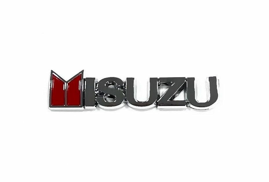 Шильдик "ISUZU" на багажник авто красный хром (длина 8см)