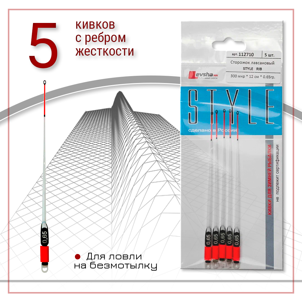 Сторожки лавсановые 300 мкр. / 12 см. STYLE RIB 0,65гр(с коннектором под шестик удочки диаметром от 2 до 3,5мм)