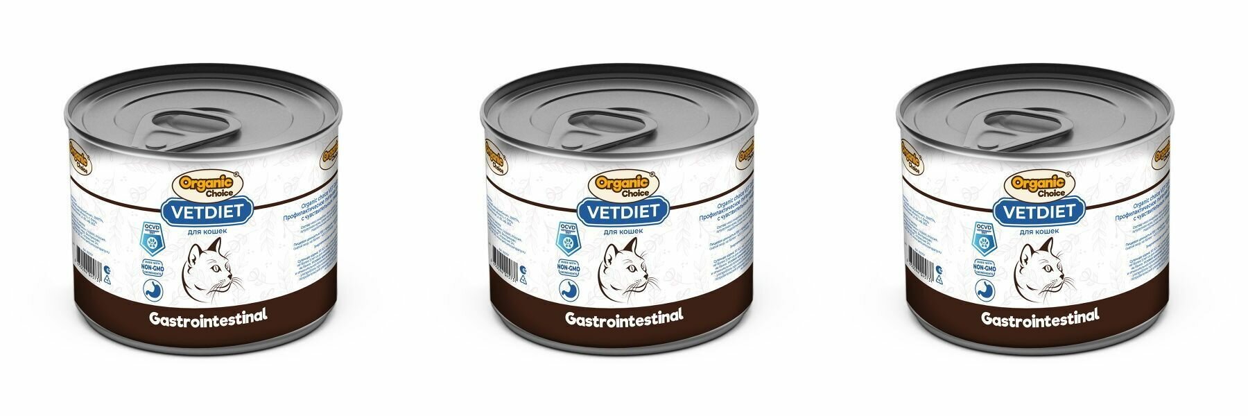 Organic Сhoice Профилактическое питание для взрослых кошек с чувствительным пищеварением Vet Gastrointestinal, 240 г, 3 шт