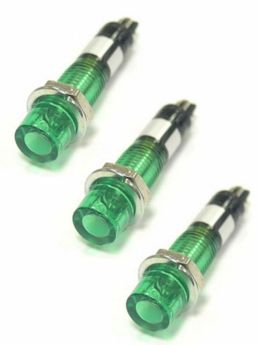 Индикатор светодиодный в корпусе серии L-814 3 штуки зеленый