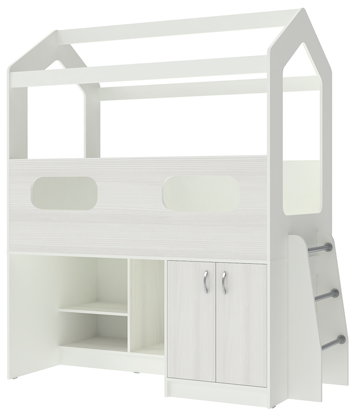 Кровать чердак ДС-12 Белый Белое Дерево
