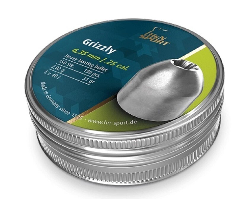 Пули для пневматики H&N Grizzly 6,35 мм 150 шт 2,02 гр