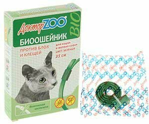 Доктор zoo биоошейник от блох и клещей для кошек зеленый 35см