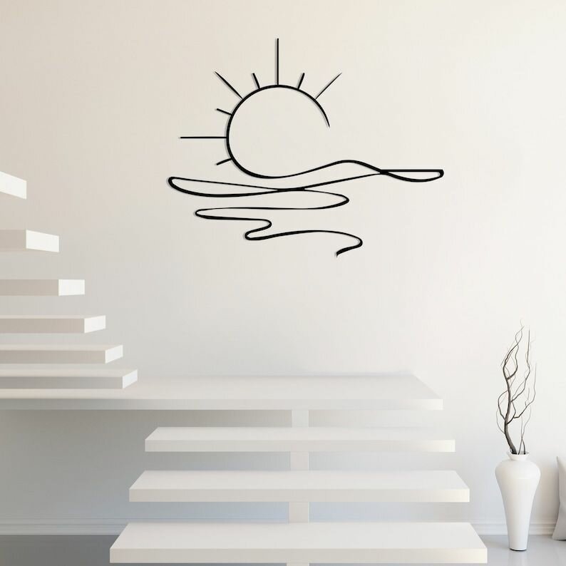 Декоративное панно деревянное, Солнечный свет (черный цвет)