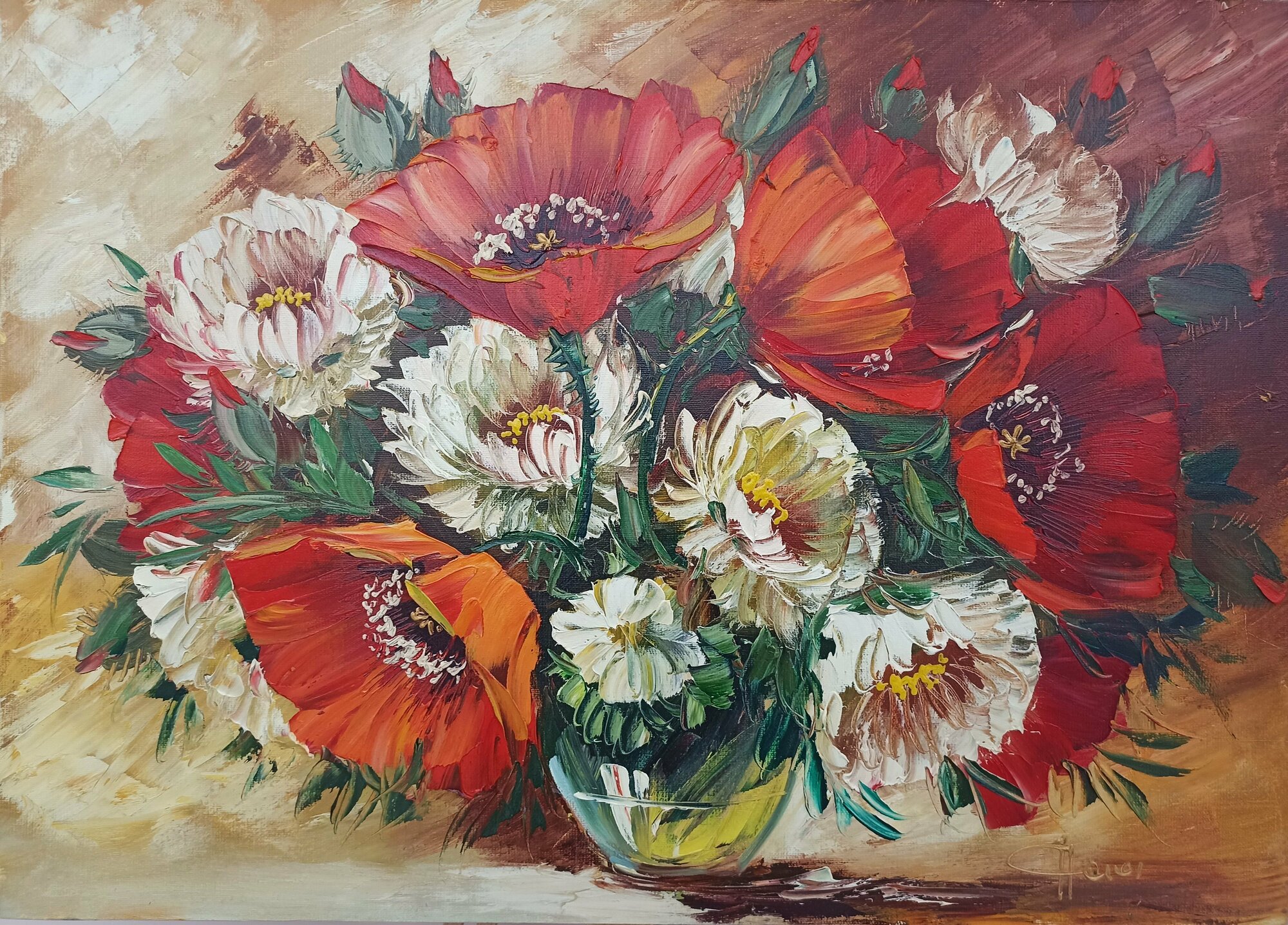 Картина масло/холст. 100% ручная работа, 100% живопись от Художественной мастерской Грёзы. Маки. Сочетание стилей Импрессионизм и Фэнтези. Размер 50х70см.