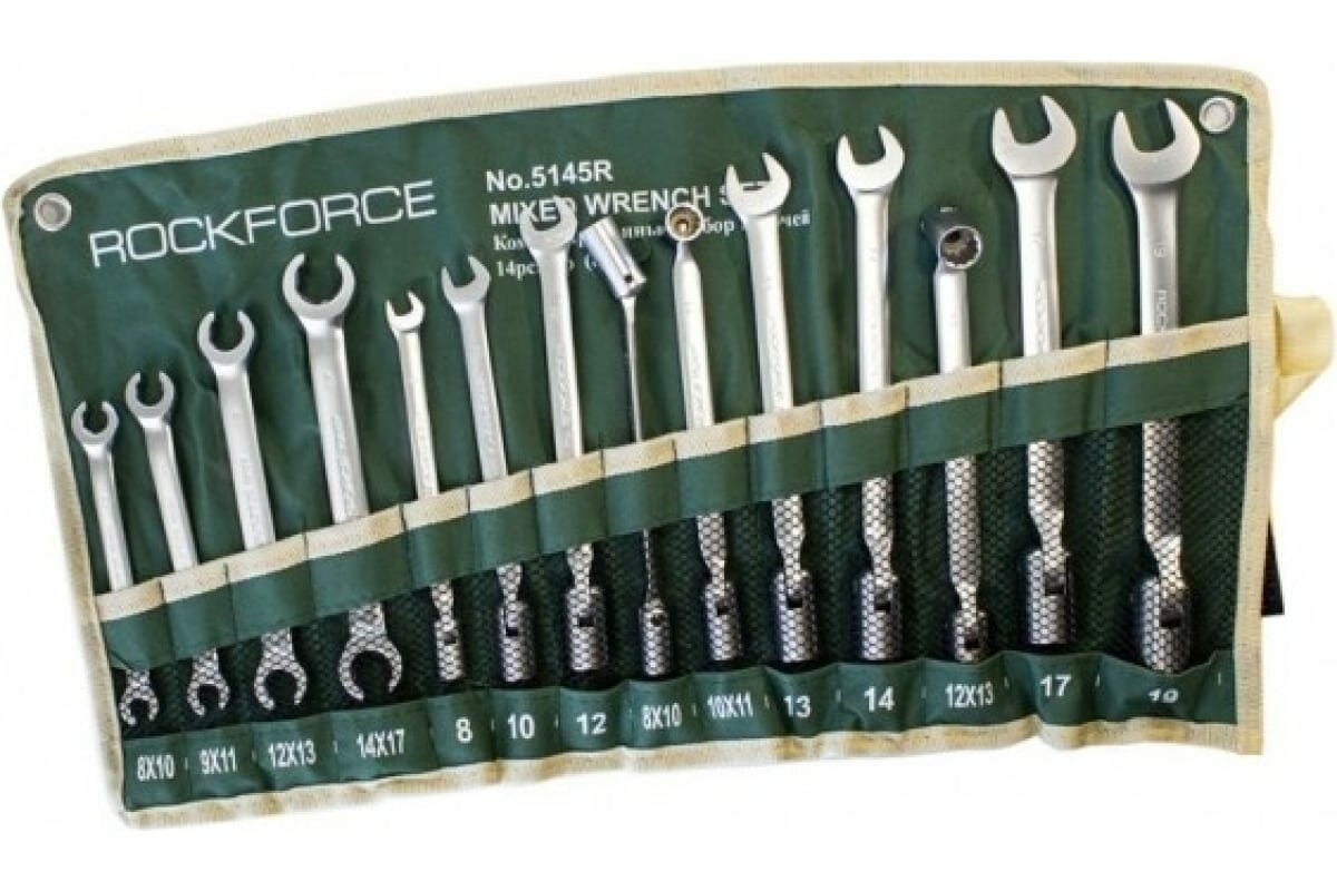 Набор ключей комбинированных ROCKFORCE RF-5145R, 14 предметов, сумка-полотно