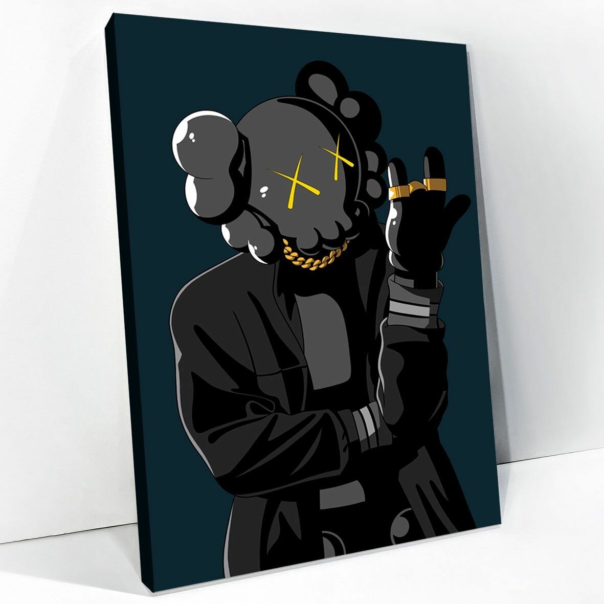 KAWS картина черный Красти Клоун на холсте 30х40см