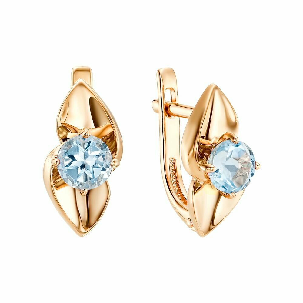 Серьги, золото, 585 проба, топаз