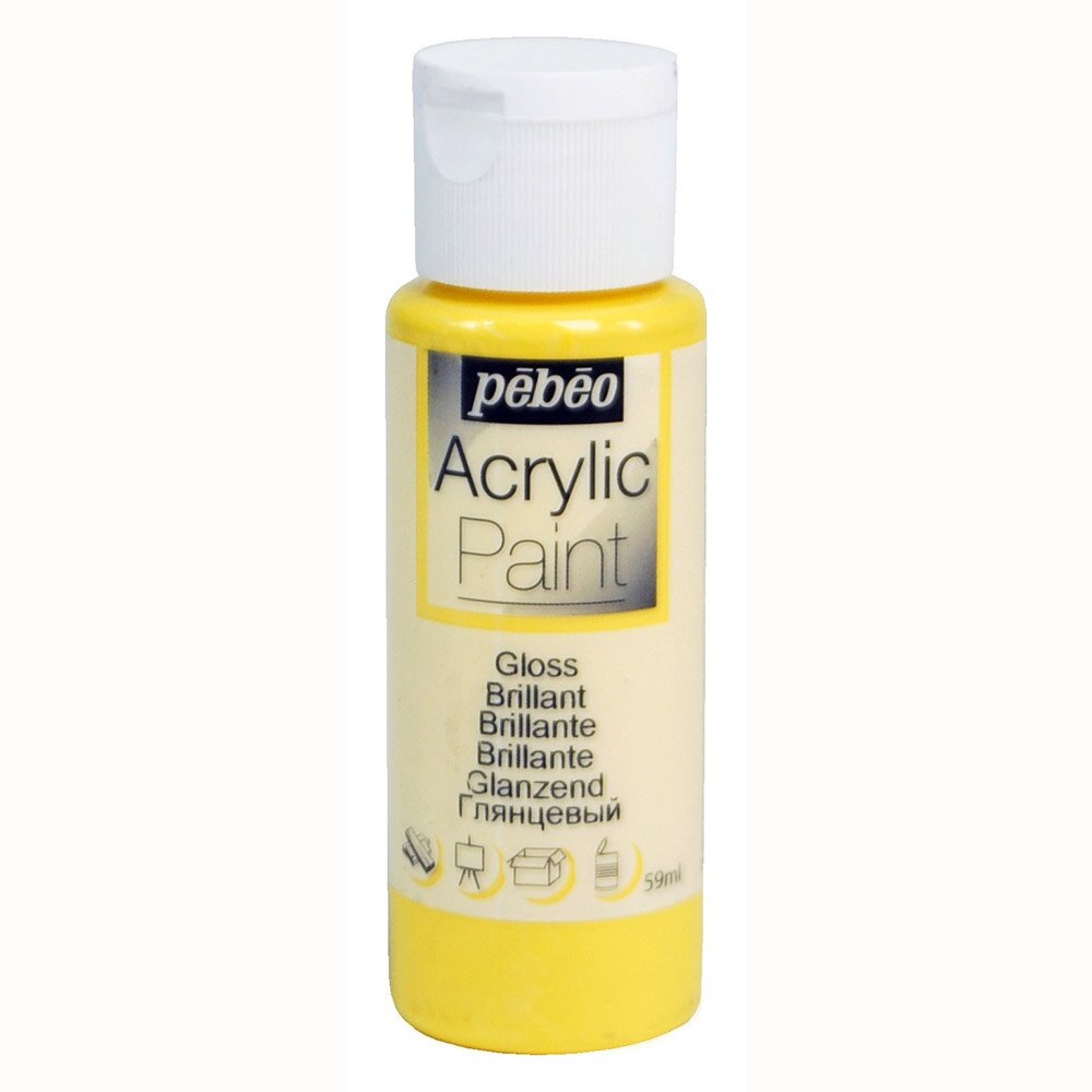 Краска акриловая Pebeo Acrylic Paint, декоративная, глянцевая, 59 мл, желтый птенец