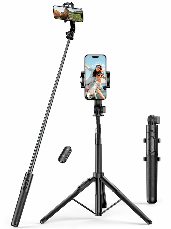 Палка-штатив для селфи UGREEN LP586 (15062) Selfie Stick Tripod with Bluetooth Remote, регулируемая по высоте до 1.5 м, пульт, цвет черный/трипод