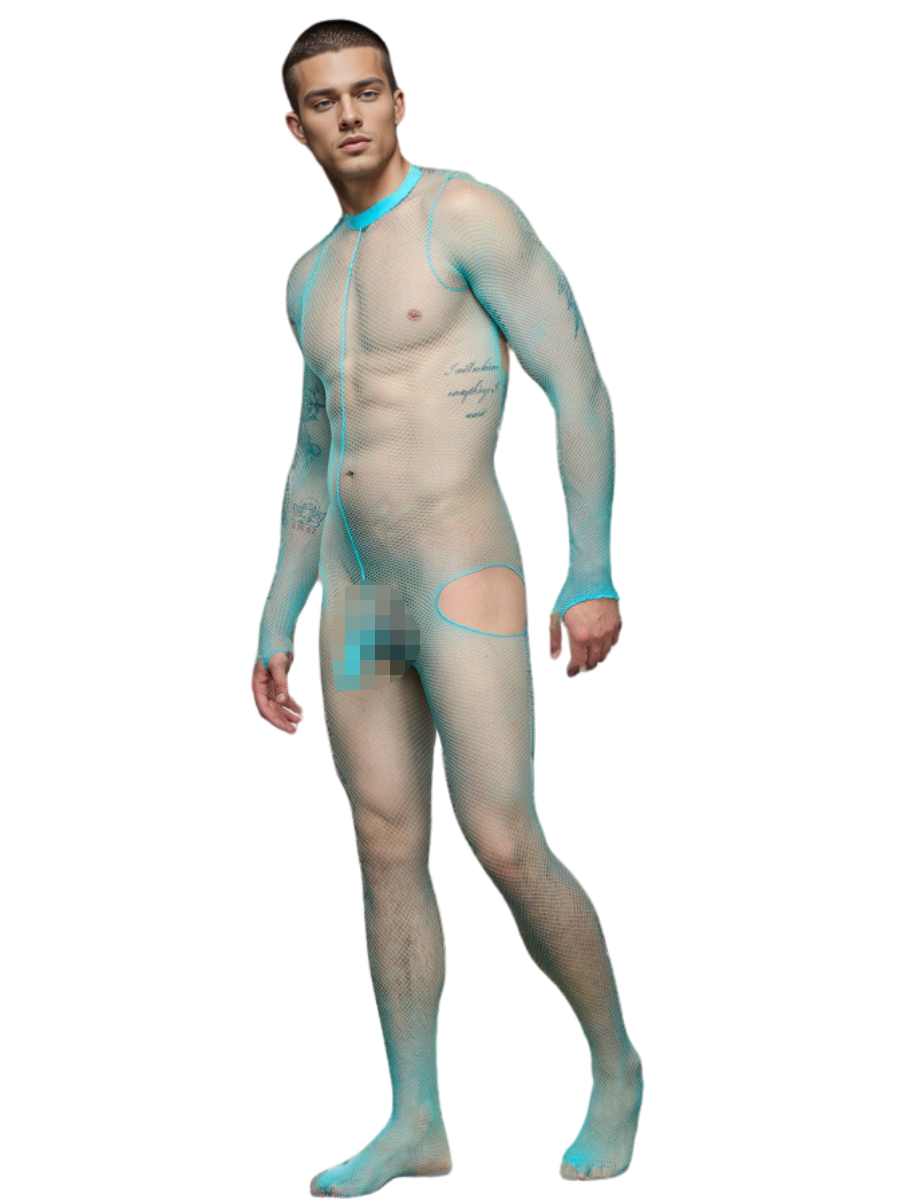 Мужской кэтсьют в сетку с доступом бирюзовый LaBlinque LB15720 S/M (44-46)