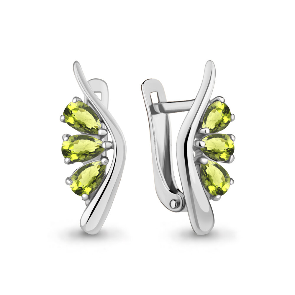 Серьги, серебро, 925 проба, хризолит