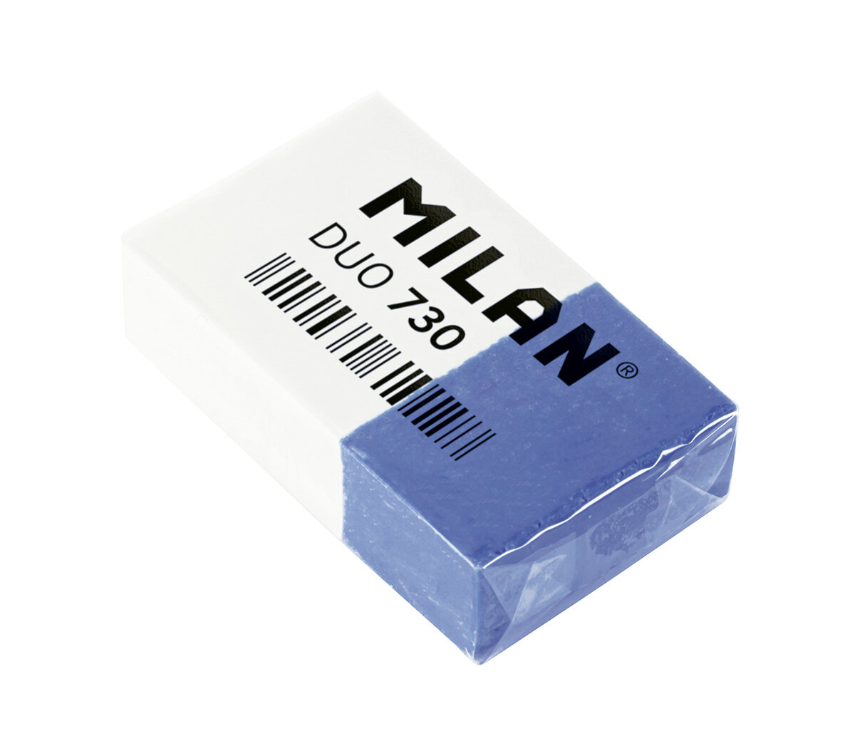 Milan прямоугольный мягкий ластик Duo 730 CPM730-NG31 бело-голубой, размеры 3,9 х 2,4 х 1 см