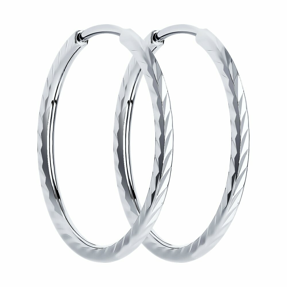 Серьги конго, серебро, 925 проба, родирование