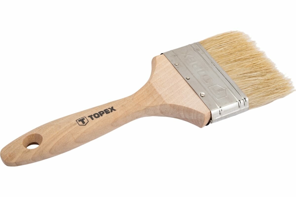 Плоская кисть с деревянной ручкой и сменной щетиной для всех видов ЛКМ 3' TOPEX Профи универсал 20B924