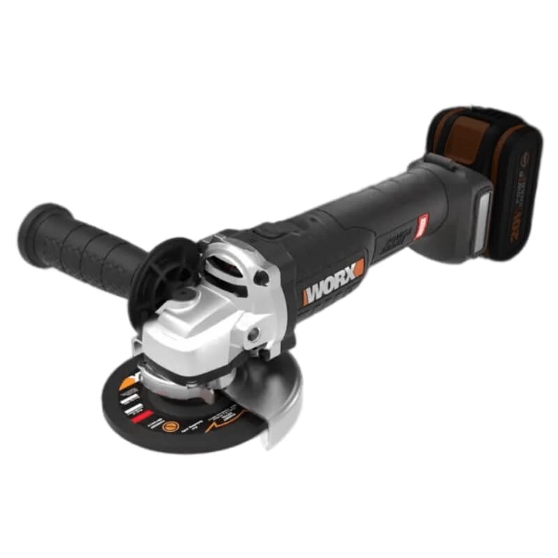 Угловая шлифмашина (болгарка) WORX WX813 20V аккумуляторная бесщеточная с 4Ач батареей и 2А зарядкой