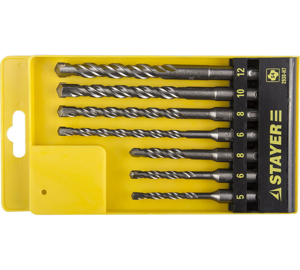 STAYER 7 шт: 5/6/8+R[-36]C: RCx110. 6/8/10/12х160 мм, набор SDS-plus буров, Professional (2930-H7)