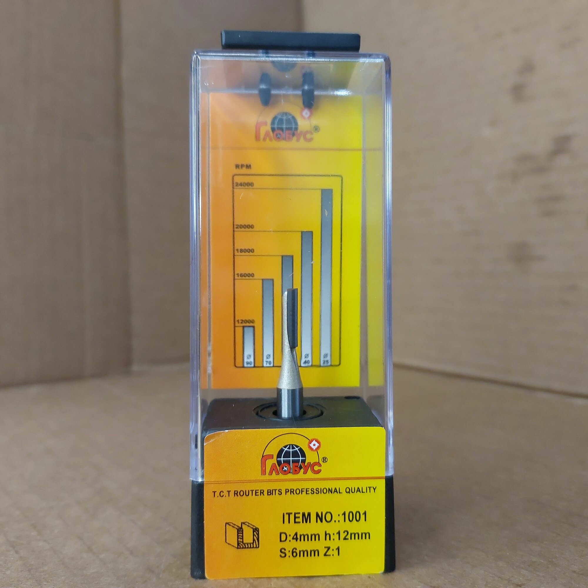 Фреза пазовая 4мм хв.6мм с одним ножом Глобус 1001 D:4mm I:12mm d:6mm Z:1 Арт:1001D4d6