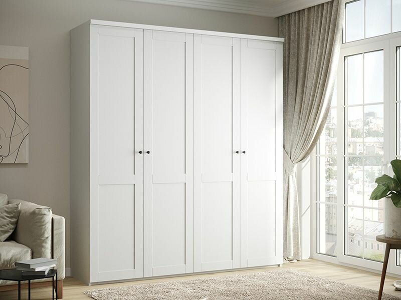 Шкаф распашной для одежды "Софти 9" 160х220х50, белый / белый матовый