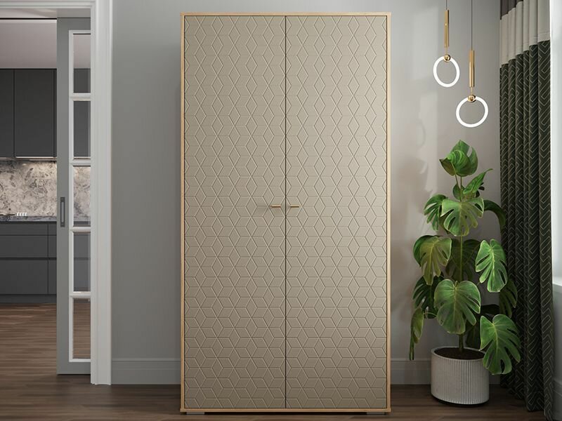 Шкаф распашной для одежды с ящиком "Монс 2" 104х200х50 Дуб крафт золотой / Мокко