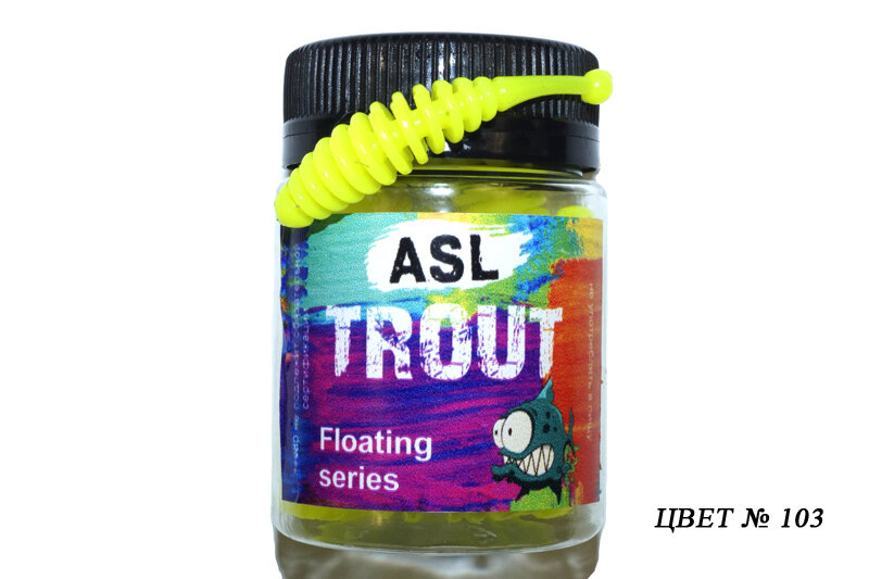 Силиконовая приманка ASL на форель "БУ-БУ", цвет №103, L- 7,5см (3"), 6шт/уп