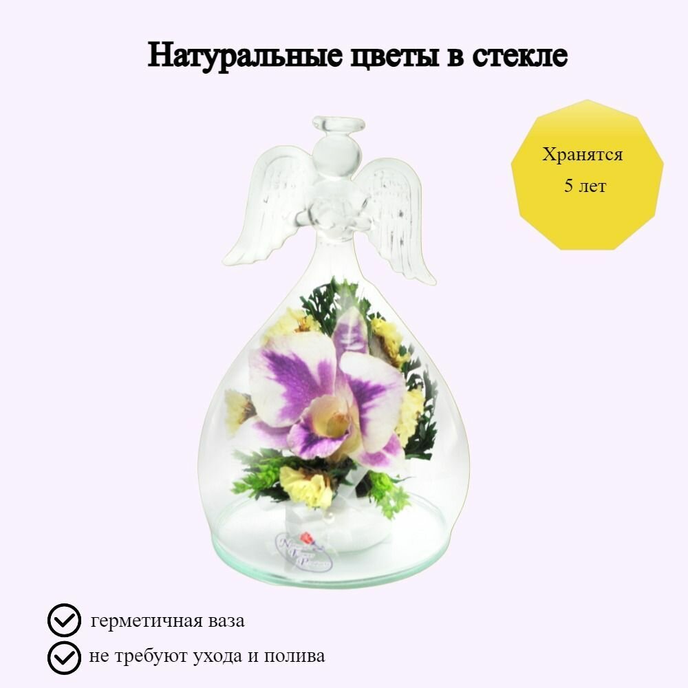 Композиция из натуральных цветов в стекле NFP, 12.5х7.5 см