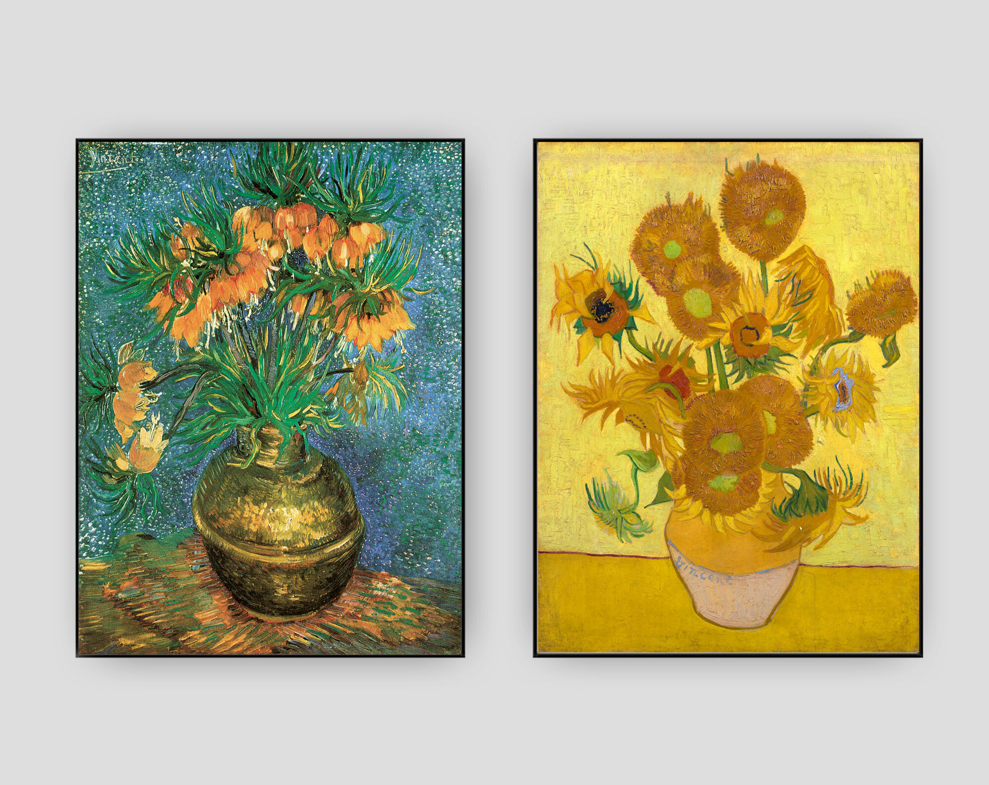 2 постера Винсент Ван Гог Цветы, 30х42 см, без рамы/ Подсолнухи Ван Гог Цветы в Вазе размер А3 без рамы / 2 плаката Букеты Ван Гога для гостиной и интерьера