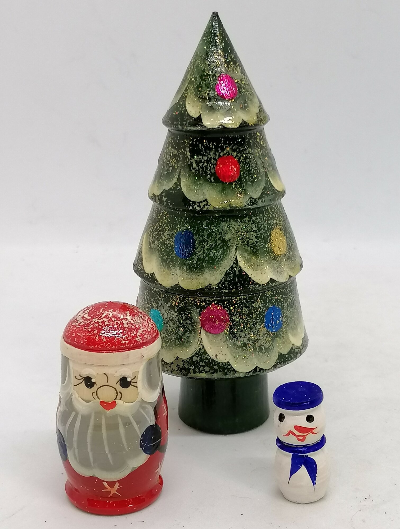 Игрушка деревянная новогодняя, "Ёлка-матрёшка", зеленая