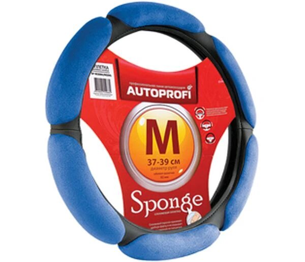 Оплётка руля Autoprofi SP-5026 BK/BL (M) спонжевый поролон синий, черный M
