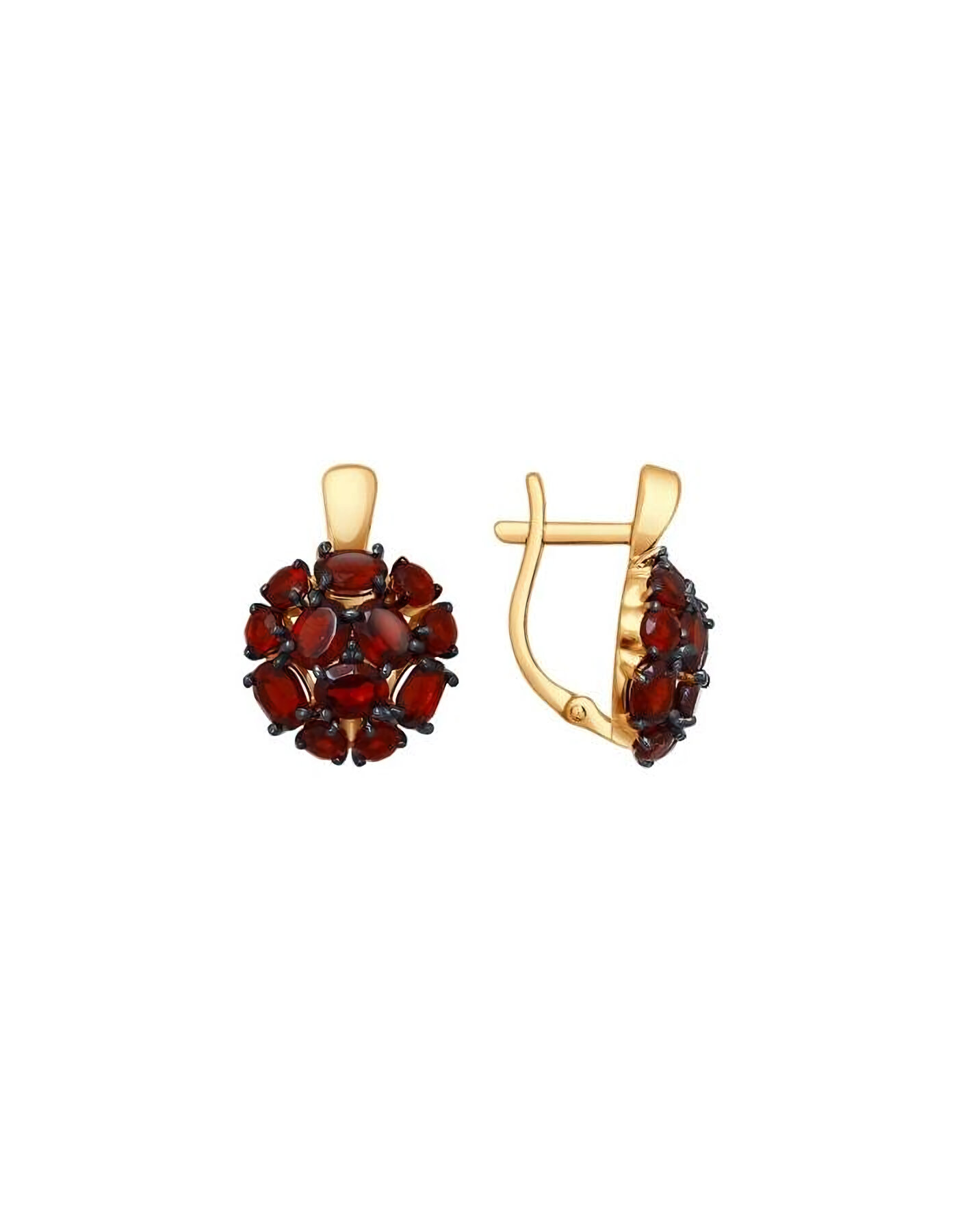 Серьги, красное золото, 375 проба, гранат