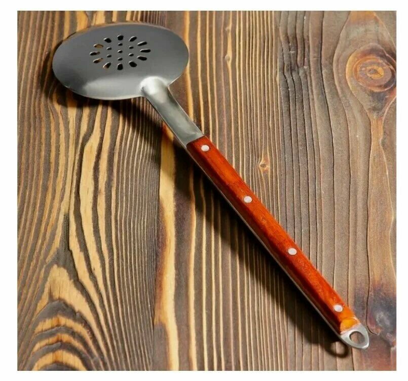 Шумовка д/плова нерж Узбекская 40см с дереянной ручкой ДС122