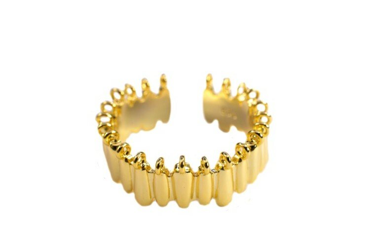 Основа для кольца 18мм (регулируется), петельки 1мм, латунь, позолота, 15-001, 1шт