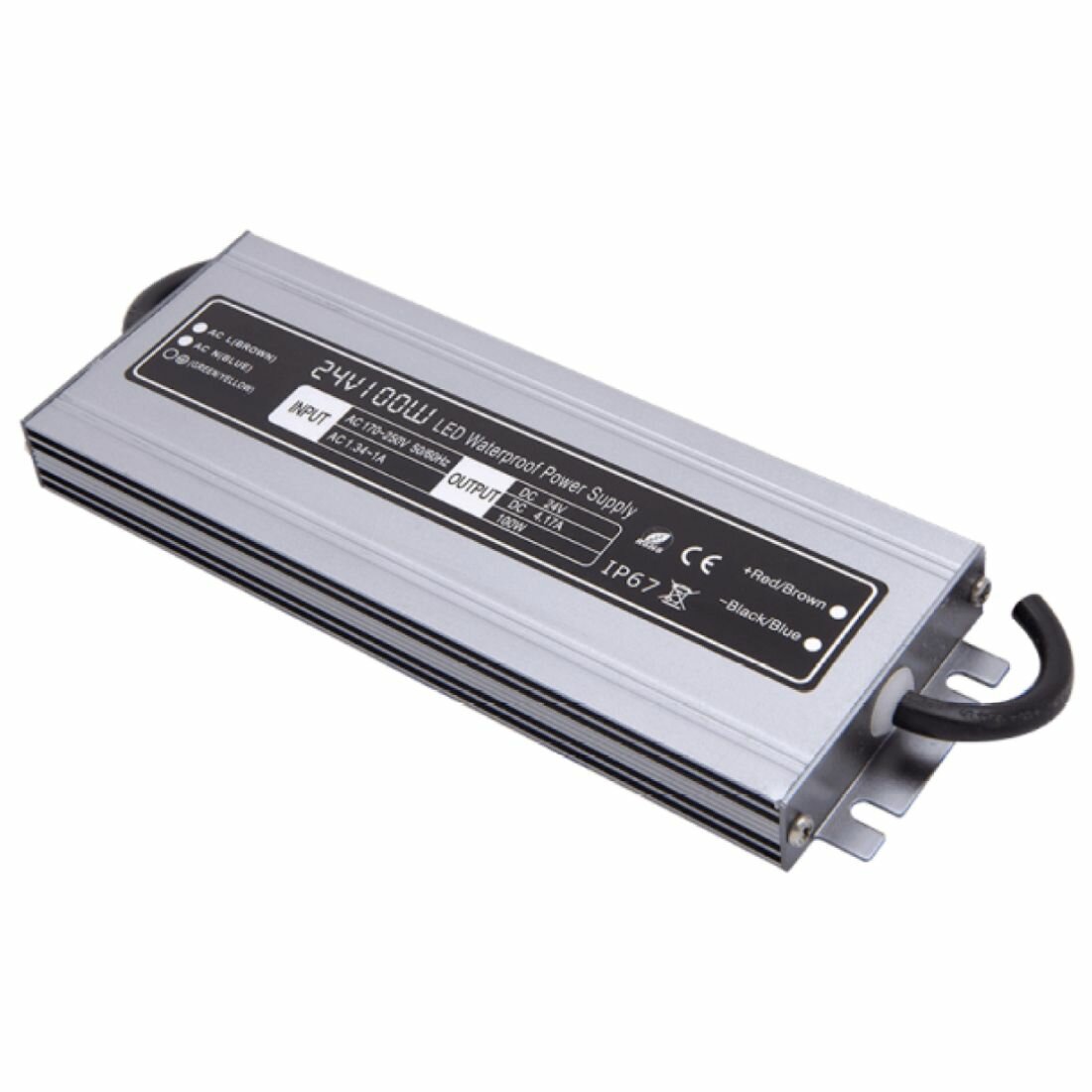 Блок питания для светодиодной ленты, преобразователь напряжения, 24V, IP67, 100W