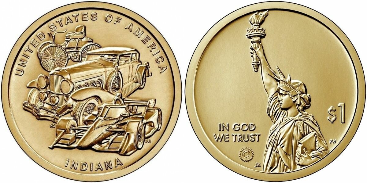 США 1 доллар 2023 Инновация 20 Индиана - Автомобильная промышленность