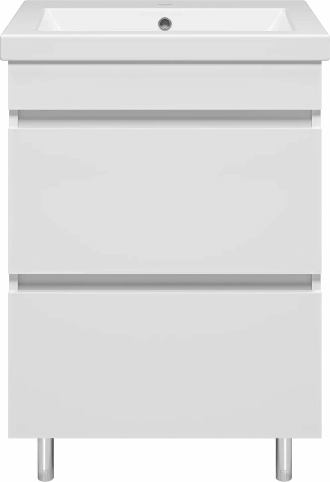 Тумба под раковину Misty Енисей Э-Ени01060-0112Я 56,5 см, напольная, белый глянец/белый матовый