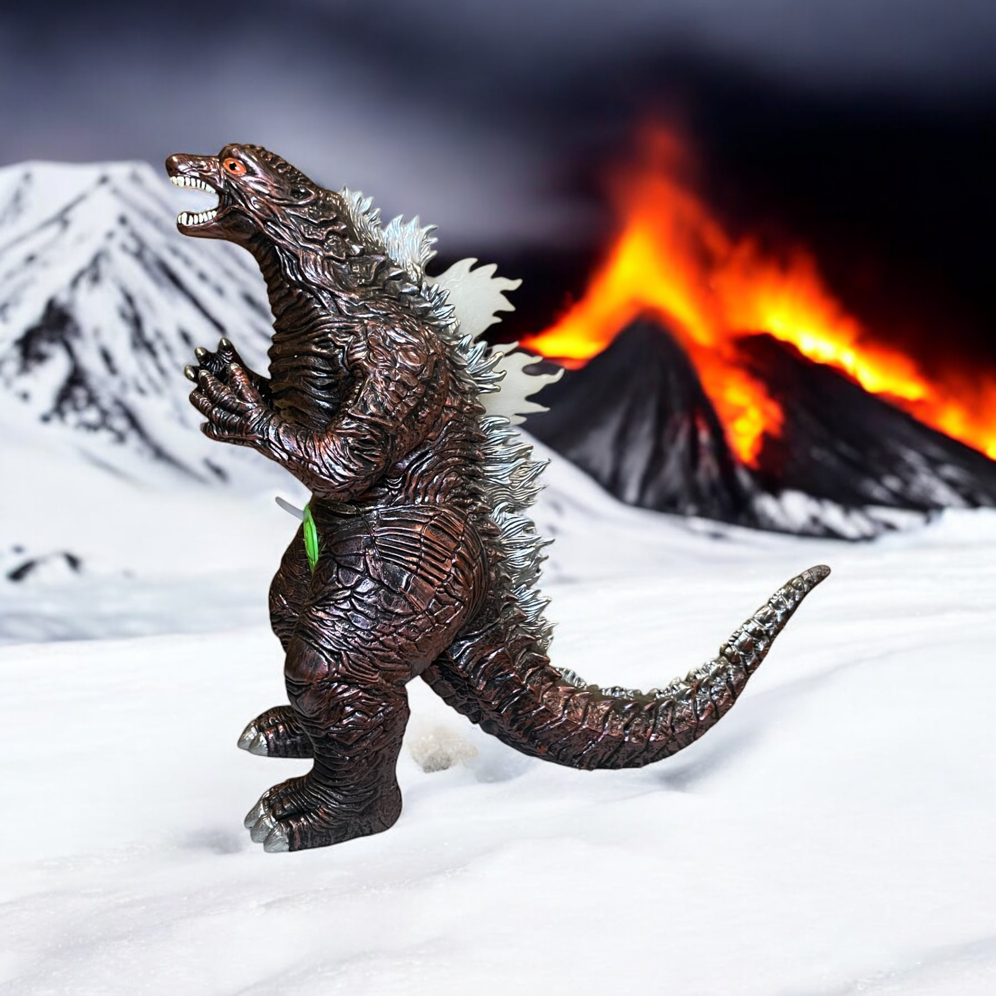 Годзилла музыкальная светящаяся резиновая 43 см Динозавр Годзилла Конг бордовая.