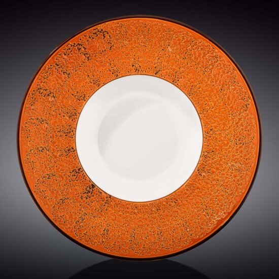 Тарелка Wilmax England глубокая 25,5 см 1500мл SPLASH фарфор оранжевый цвет