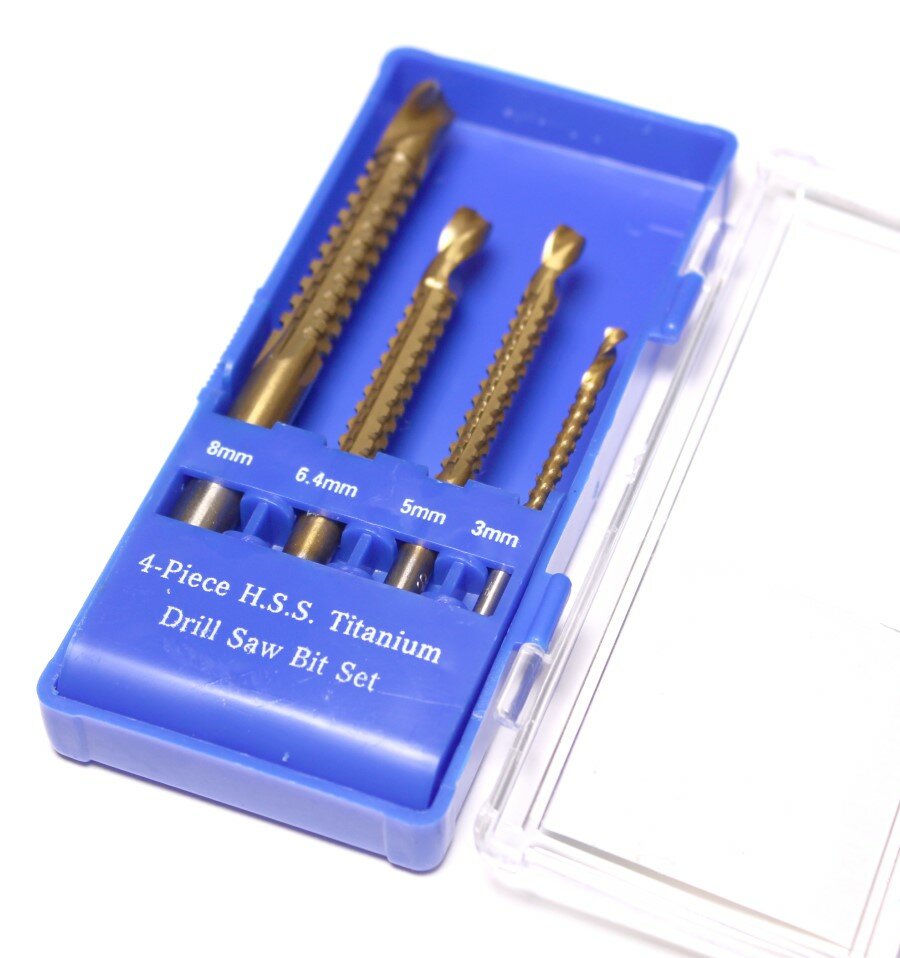 Сверла-фрезы универсальные титановое покрытие, набор 4 шт. (3, 5, 6, 8 мм) FIT 36414