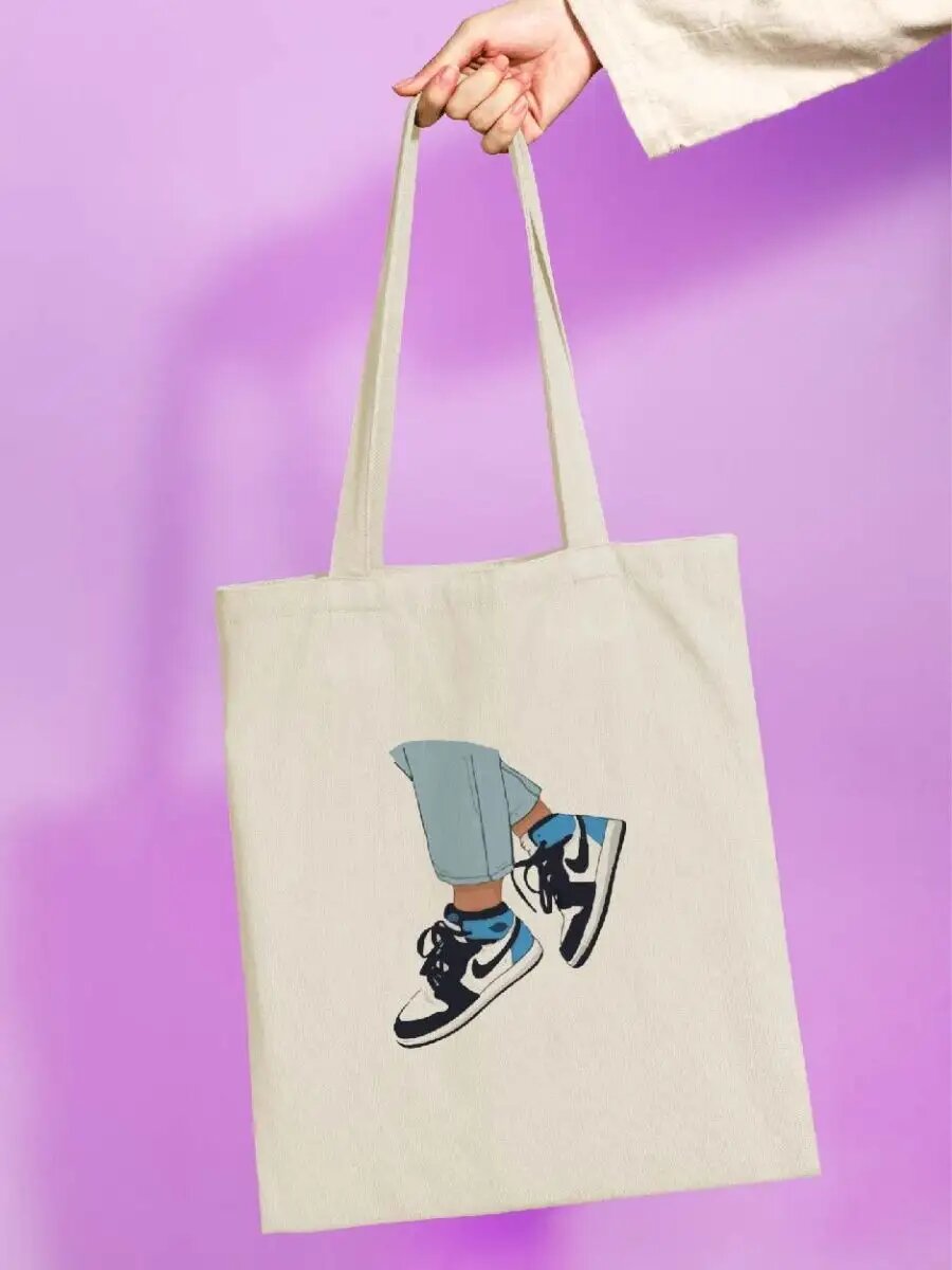 Сумка шоппер  на плечо холщевая с принтом антибренд Гуси