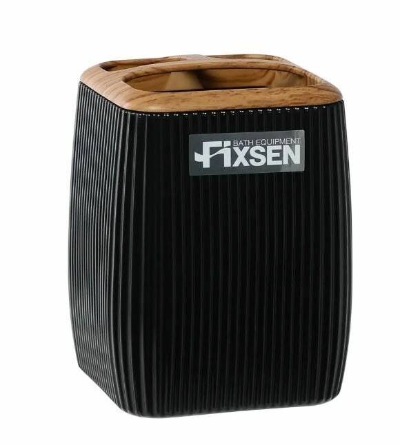 Стакан для зубных щеток цвет черный/ Fixsen Black Wood пластик