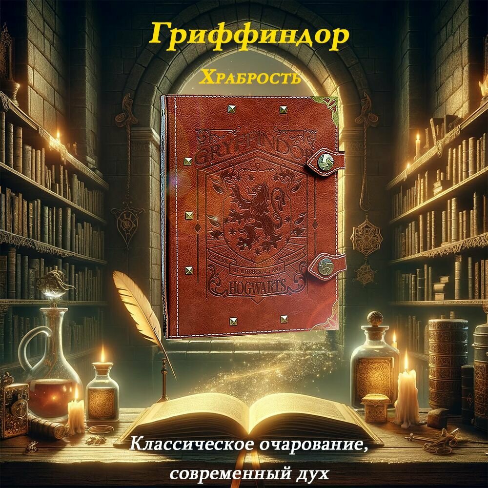 Блокнот / записная книжка / тетрадь для записей, Элементы Гарри Поттера, Эксклюзивная обложка для значка Гриффиндор, А5 148х210mm.