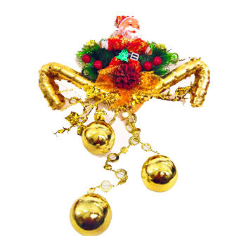 Подвеска KWELT "Дед Мороз на качелях ", новогоднее украшение, цвет золотой