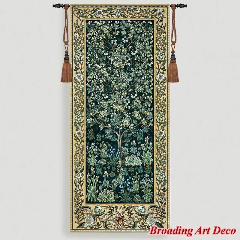 Гобелен Уильям Моррис Древо Жизни BROADING ART DECO 100% Хлопок 70x160 см зеленый