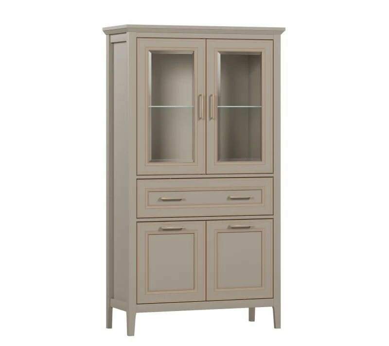 Витрина классик REG2W2D1S/170 глиняный серый, для посуды, в прихожую