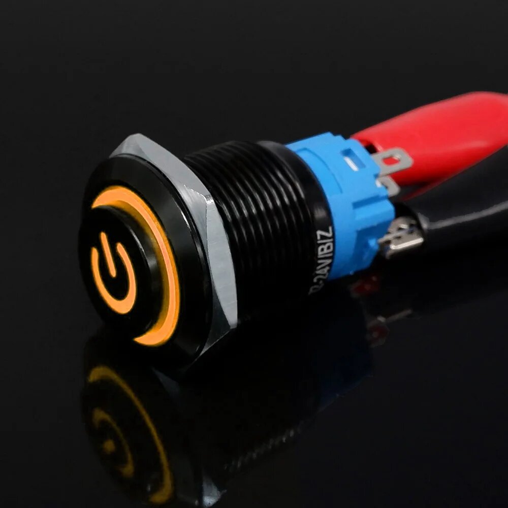 Кнопочный переключатель PRONCH черный 16/19/22 мм 16mm, Power Orange, High head Latching, 12-24V