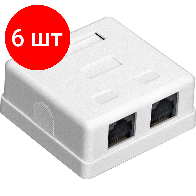 Комплект 6 штук, Розетка внешняя двойная ExeGate SM2-RJ45-C5 RJ-45 кат.5/5E UTP Krone/110
